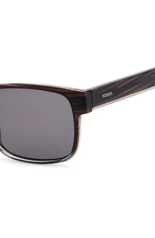 Fossil 58mm Rectangular Sunglasses - Brown Horn/grey