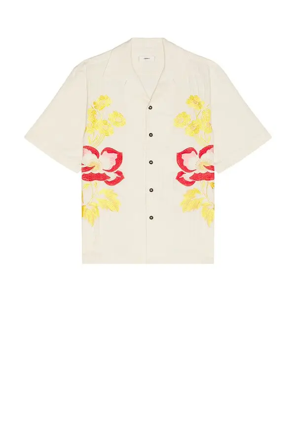 Commas Embroidered Peonies Bowling Shirt