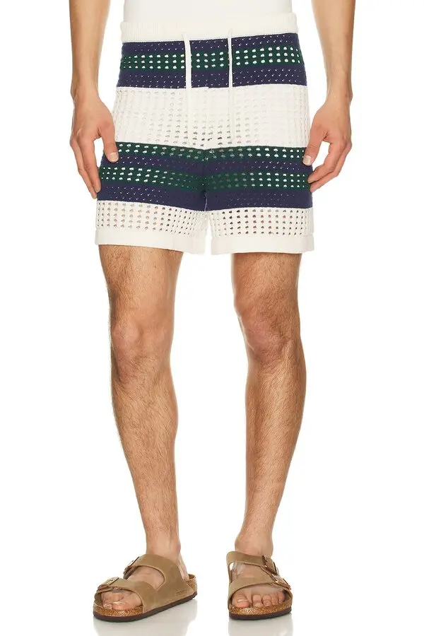 Agua Bendita Maury Shorts - Blue, Green, & White Stripe