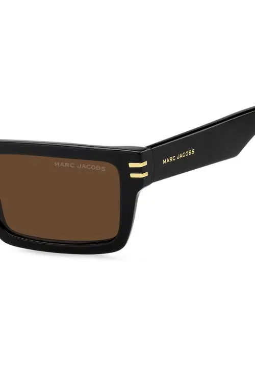 Marc Jacobs 54mm Rectangular Sunglasses - Black/brown