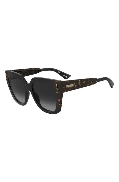 Moschino 55mm Square Sunglasses - Black Havana/dark Grey