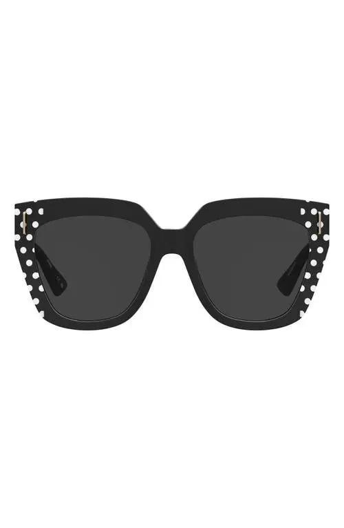Moschino 55mm Square Sunglasses - Pattern Black/grey