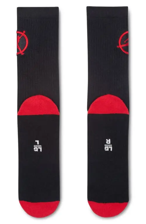 JORDAN Cushioned Crew Socks - Black/university Red/red