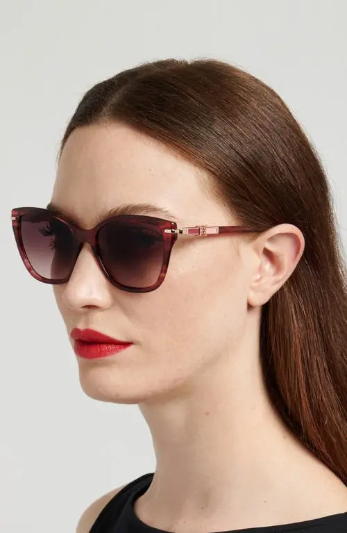 Carolina Herrera 55mm Gradient Cat Eye Sunglasses - Red Horn/brown Sf