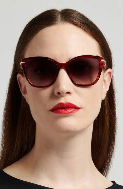 Carolina Herrera 55mm Gradient Cat Eye Sunglasses - Red Horn/brown Sf