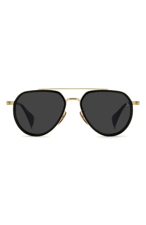 DB EYEWEAR BY DAVID BECKHAM 57mm Pilot Sunglasses - Gold Black/grey Ar