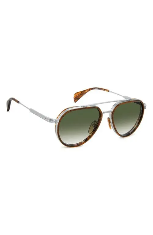 DB EYEWEAR BY DAVID BECKHAM 57mm Pilot Sunglasses - Palladium Brown/green Sf Ar