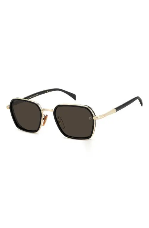 DB EYEWEAR BY DAVID BECKHAM 53mm Square Sunglasses - Gold Black/grey