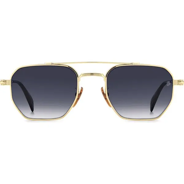 DB EYEWEAR BY DAVID BECKHAM 52mm Octagon Sunglasses - Gold Black/bl Sf Ar