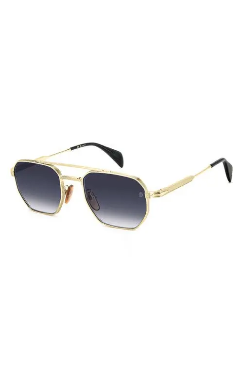 DB EYEWEAR BY DAVID BECKHAM 52mm Octagon Sunglasses - Gold Black/bl Sf Ar