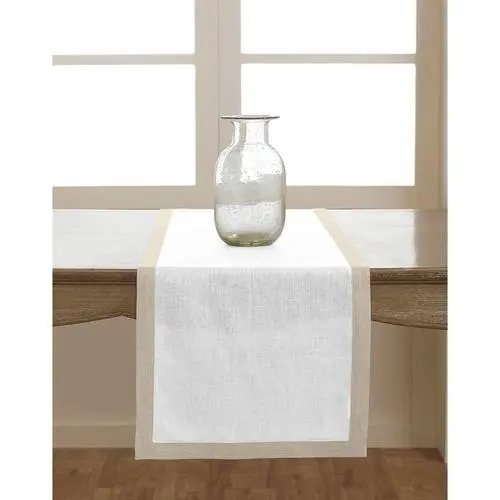 SOLINO HOME Linen Table Runnerclassic - Natural And White