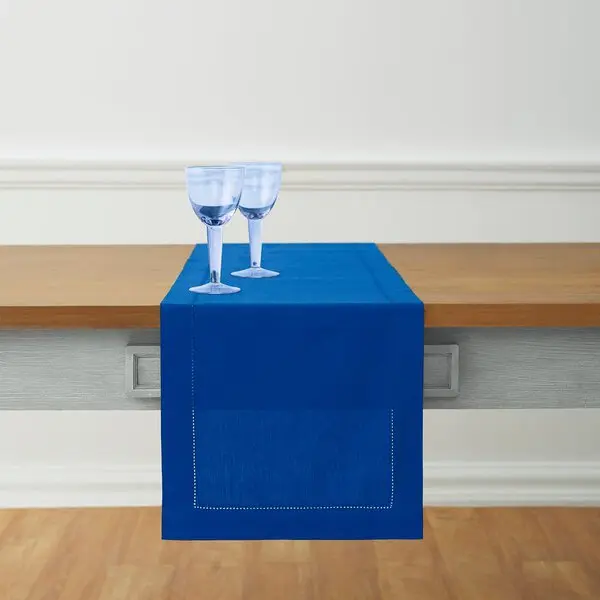 Solino Home Cotton Hemstitch Table Runner - Blue