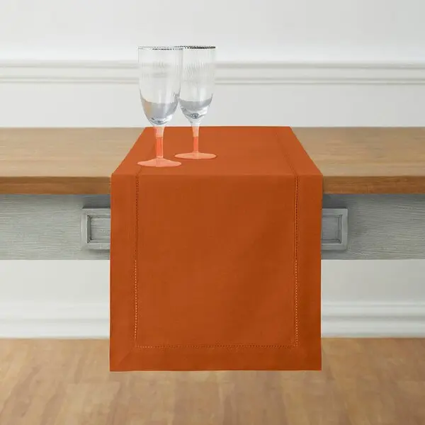 Solino Home Cotton Hemstitch Table Runner - Cinnamon