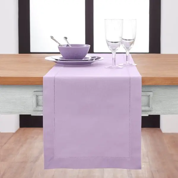 Solino Home Cotton Hemstitch Table Runner - Lavender Ice