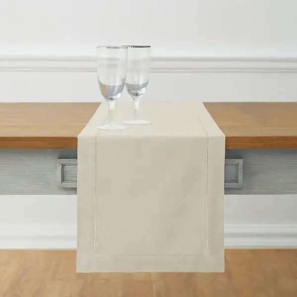 Solino Home Cotton Hemstitch Table Runner - Linen