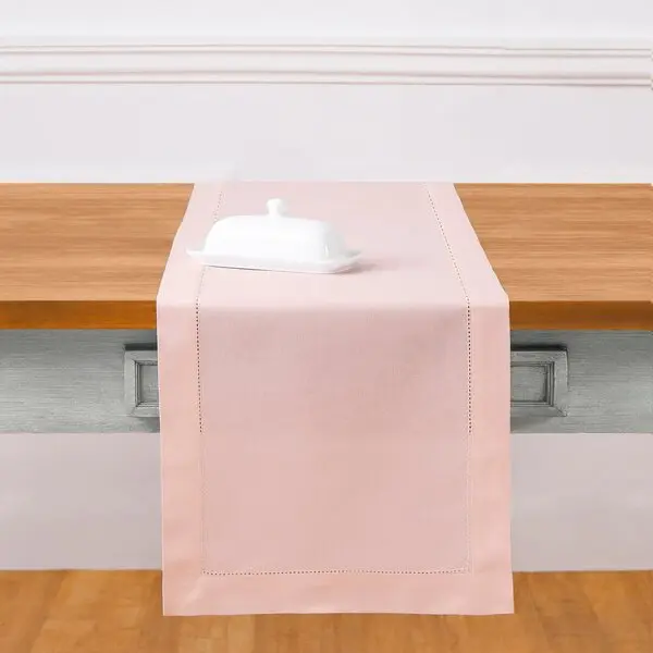 Solino Home Cotton Hemstitch Table Runner - Pink