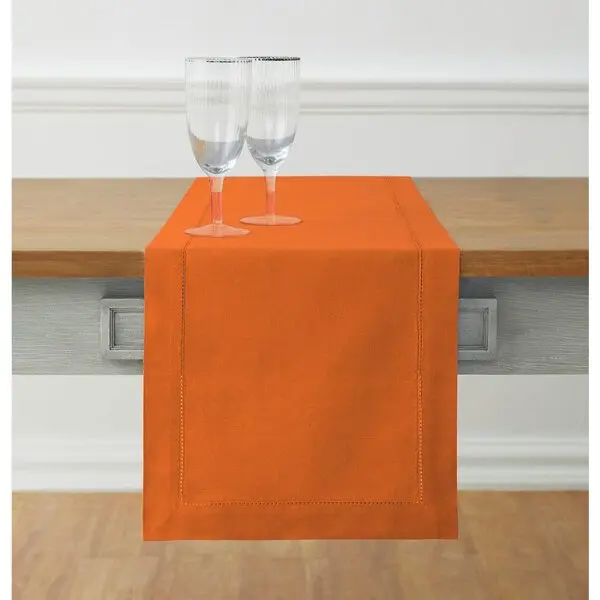 SOLINO HOME Cotton Hemstitch Table Runner - Pumpkin