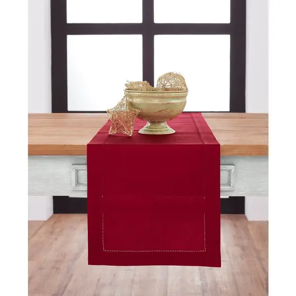 Solino Home Cotton Hemstitch Table Runner - Red
