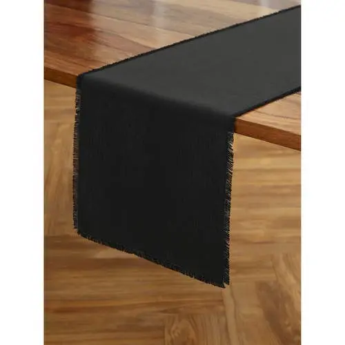 SOLINO HOME Linen Table Runnerfringe - Black