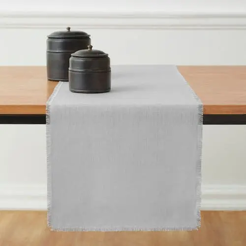 Solino Home Linen Table Runnerfringe - Light Grey
