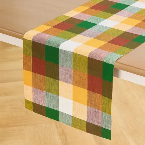 Solino Home Linen Table Runner For Dining Table - Fall Check