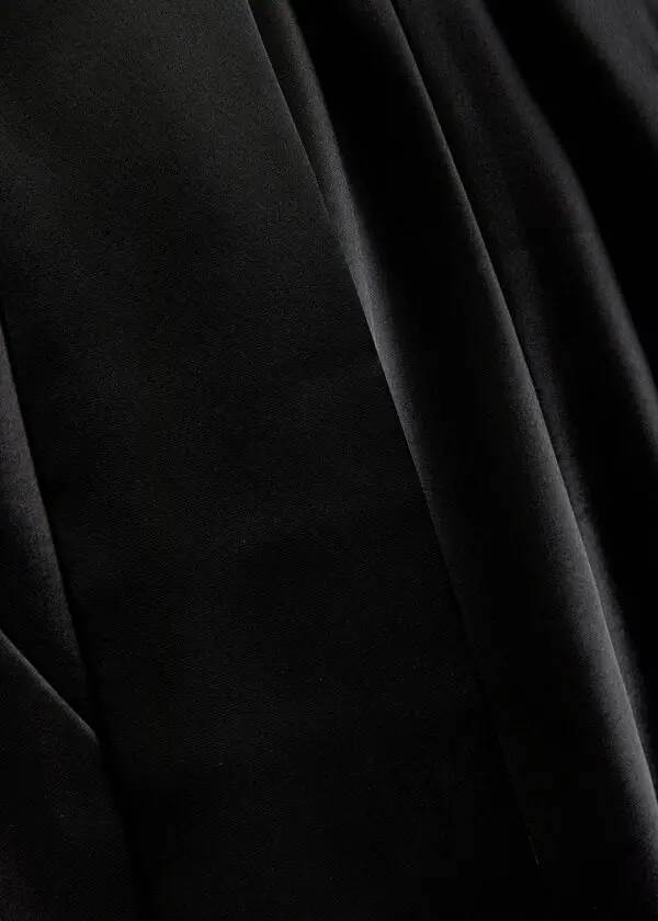 Galvan Cascading Satin Gown - Black