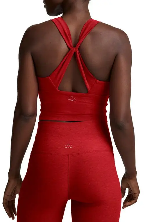 Beyond Yoga Twist Through Crop Tank - Holly Red Heather