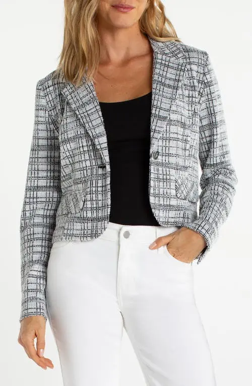 LIVERPOOL Plaid Crop Blazer - Black/white Plaid