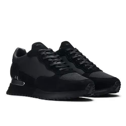 MALLET Popham Tumbled Leather Sneakers - Black