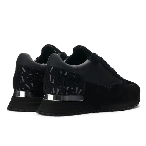 MALLET Popham Tumbled Leather Sneakers - Black