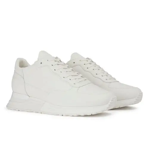 MALLET Popham Tumbled Leather Sneakers - Triple White