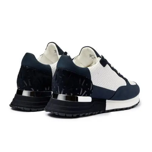 MALLET Popham Perforated Leather Sneakers - White/navy