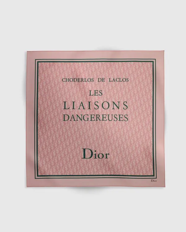 Dior Book Cover 70 Square Scarf - Pink And Green Silk Twill