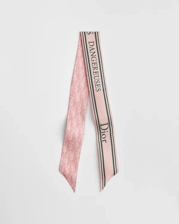 Dior Book Cover Mitzah Scarf - Pink And Green Silk Twill