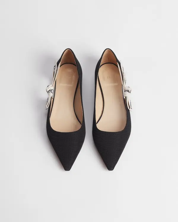 Dior J'adior Ballet Flat - Black Technical Fabric
