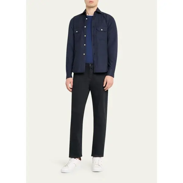 Kiton Cashmere Twill Double-pocket Button-down Shirt