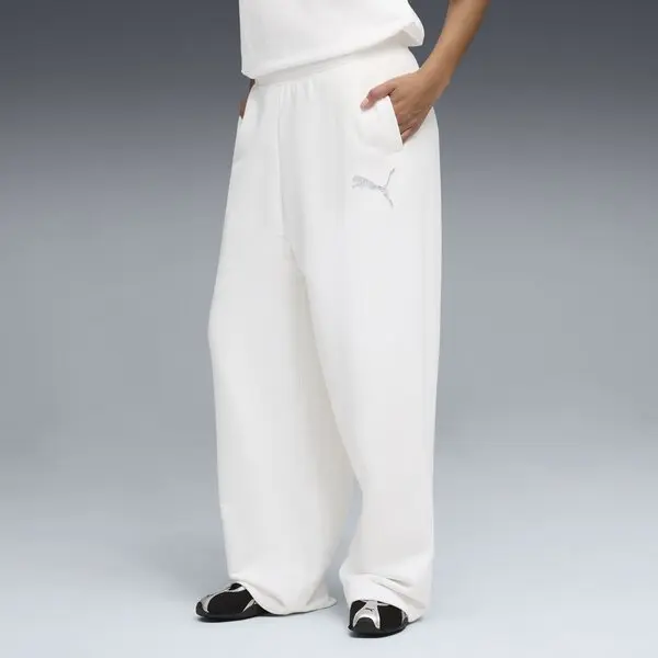 PUMA Essentials Graphic Slouchy Pants - White