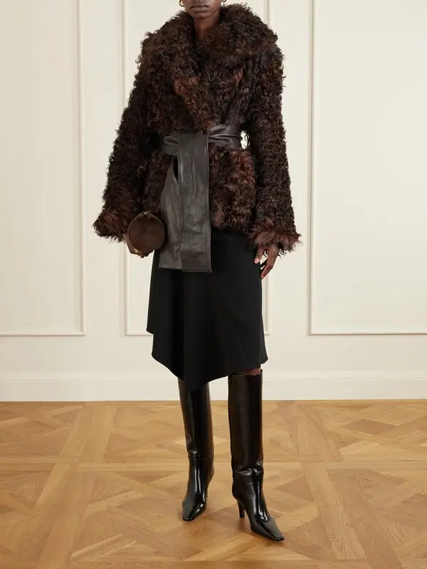 Nour Hammour Noa Belted Shearling Coat