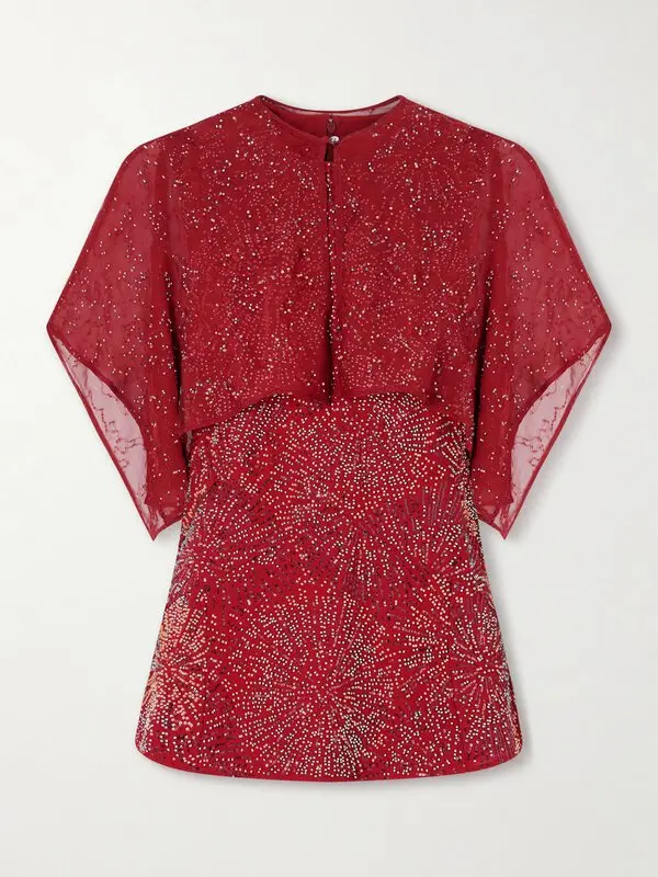 Rabanne Bead-embellished Blouse - Red