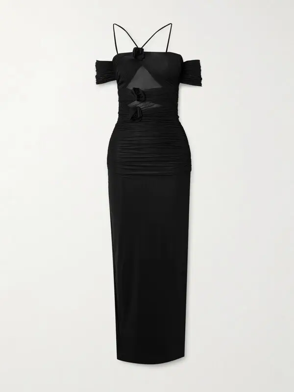 MAYGEL CORONEL Abisso Appliquéd Maxi Dress - Black