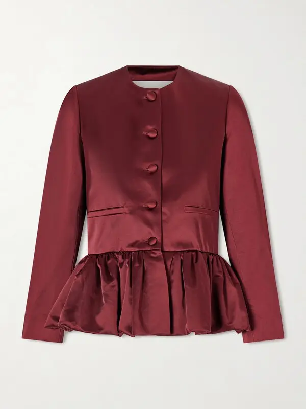 LIBEROWE Cotton-blend Duchesse-satin Peplum Jacket - Burgundy