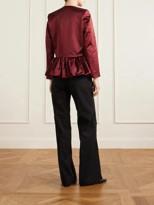 LIBEROWE Cotton-blend Duchesse-satin Peplum Jacket - Burgundy