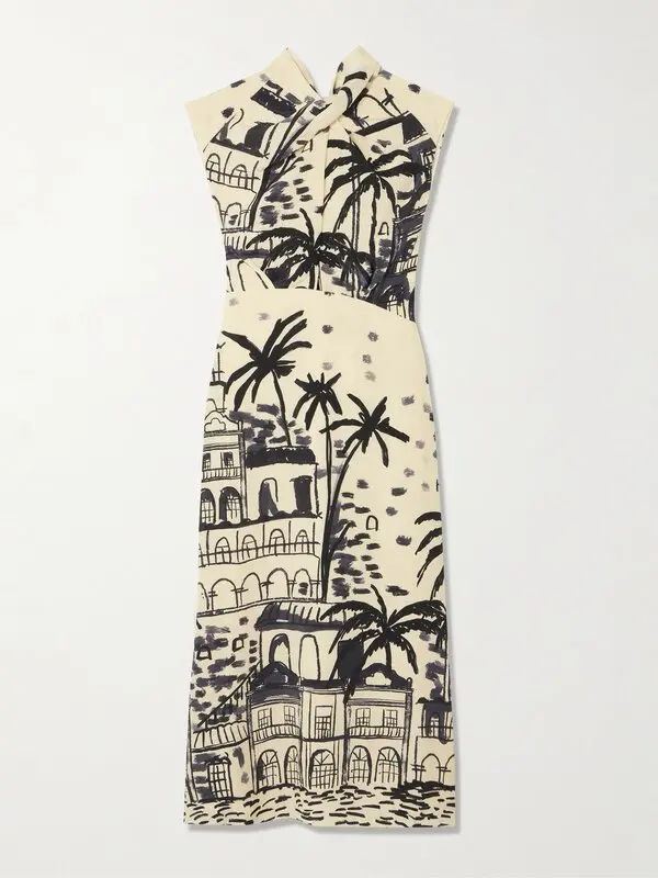 Johanna Ortiz Interdimensional Cutout Printed Silk Midi Dress
