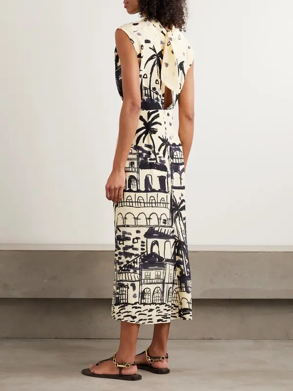 Johanna Ortiz Interdimensional Cutout Printed Silk Midi Dress