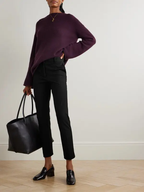 JOSEPH Coleman Cropped Stretch-twill Slim-leg Trousers - Black