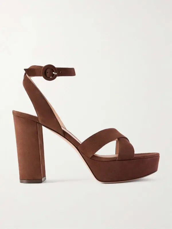 GIANVITO ROSSI Sabrina 70 Suede Platform Sandals - Brown