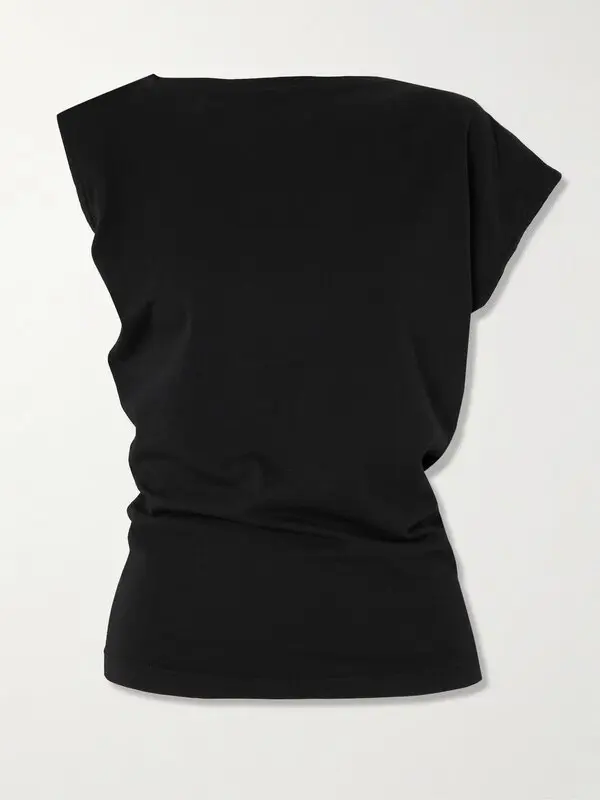 AGOLDE Beth Asymmetric Draped Cotton-jersey T-shirt - Black