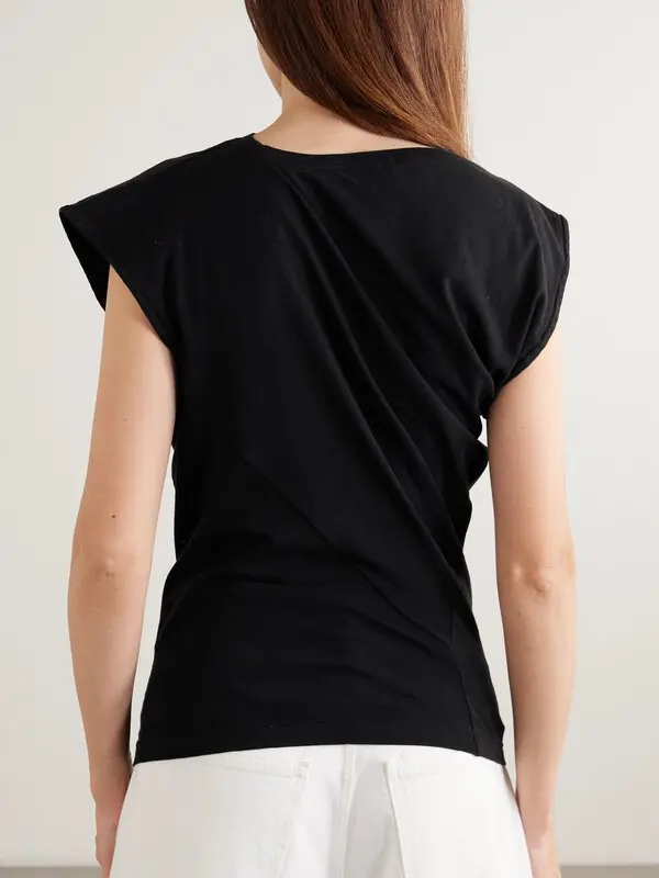 AGOLDE Beth Asymmetric Draped Cotton-jersey T-shirt - Black