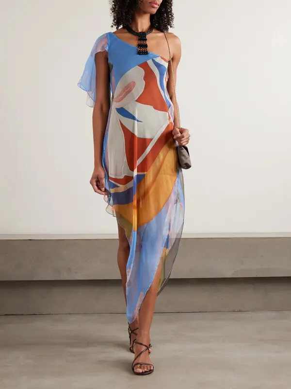 knee length dresses for ladies Giambattista Valli Ruched Neon Silk-Chiffon Mini Dress – Runway Catalog