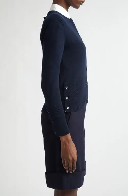 Thom Browne Merino Wool Cardigan - Navy